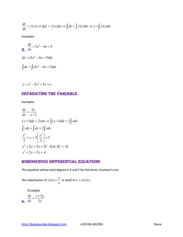 SOLVED DIFFERENTIAL EQUATIONS | PDF