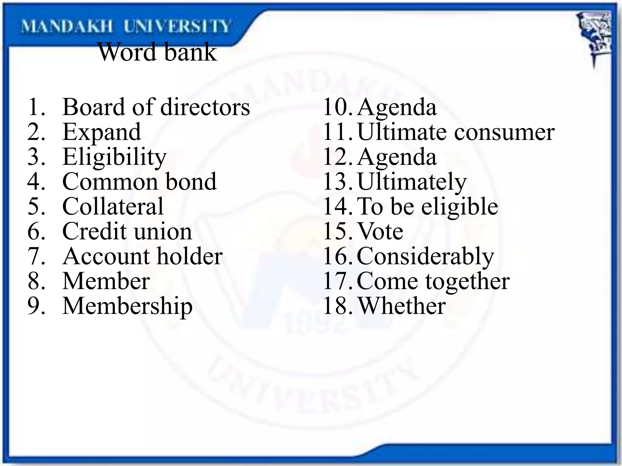 Book 2, unit 8 credit unions | PPT