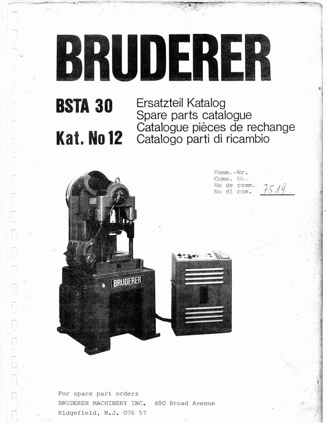 BRUDERER PRESS BSTA 30 | PDF