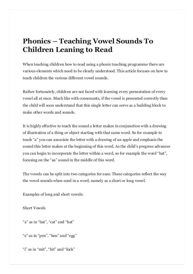 Phonics Teaching Vowel Sounds To Children Leaning To Read phonics-teaching-vowel-sounds-to-children-leaning-to-read