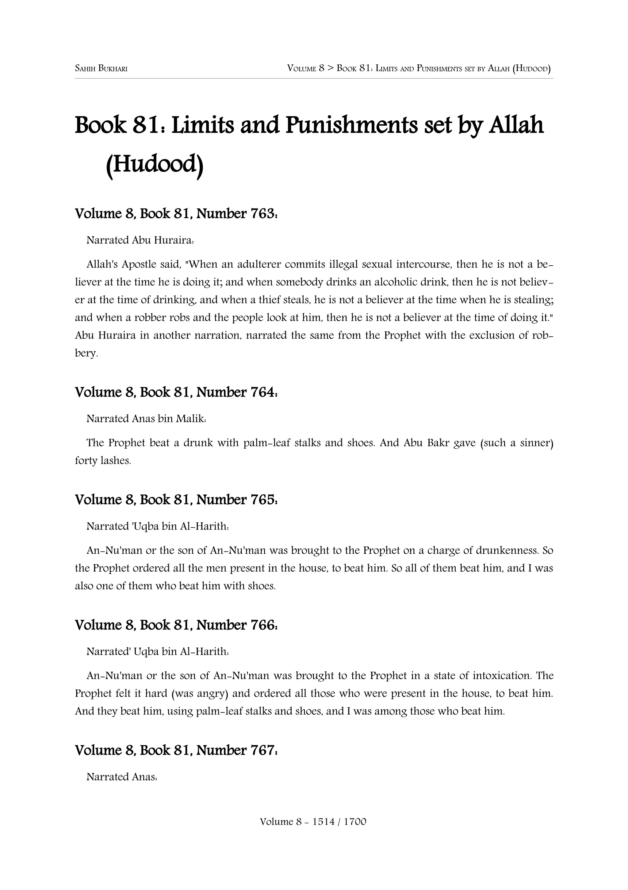 Book 81 limits and punishments set by allah (hudood) | PDF