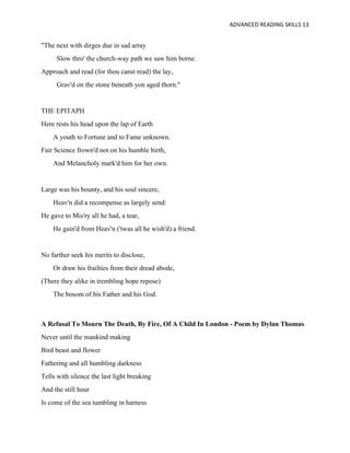 famous poems for BS 1st Semester in University of sargodha | PDF