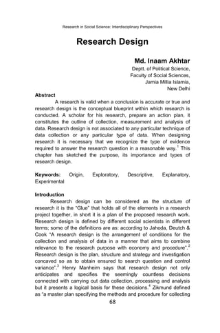 Research Design in Social Science: Interdisciplinary Perspectives | PDF