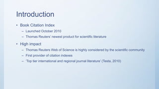 Book Citation Index and NOVA's Ranking | PPT