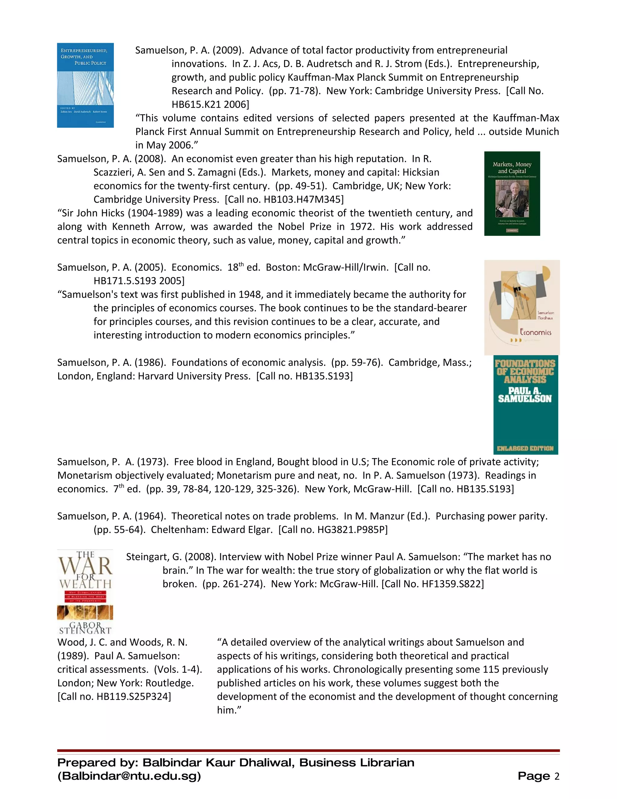 Book Display Paul A Samuelson | DOC