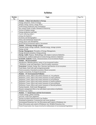 Energy & Environment Notes by Prof SDMane | PDF