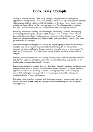 Book Essay Example | PDF