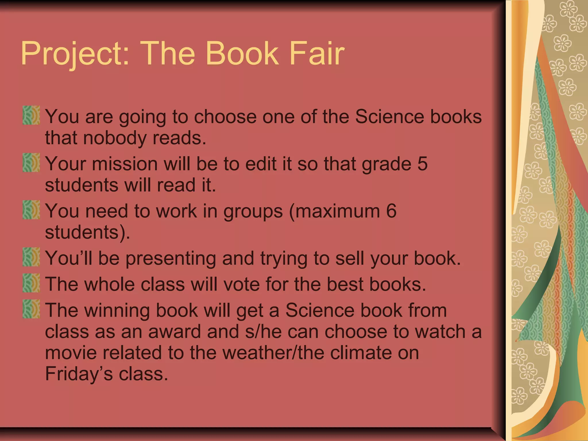 Book fair. science project about the weather | PPT | Homework and Study ...