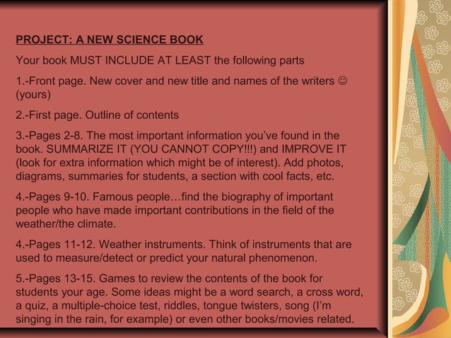 Book fair. science project about the weather | PPT | Homework and Study ...