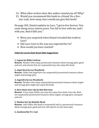 Book group discussion questions | DOCX