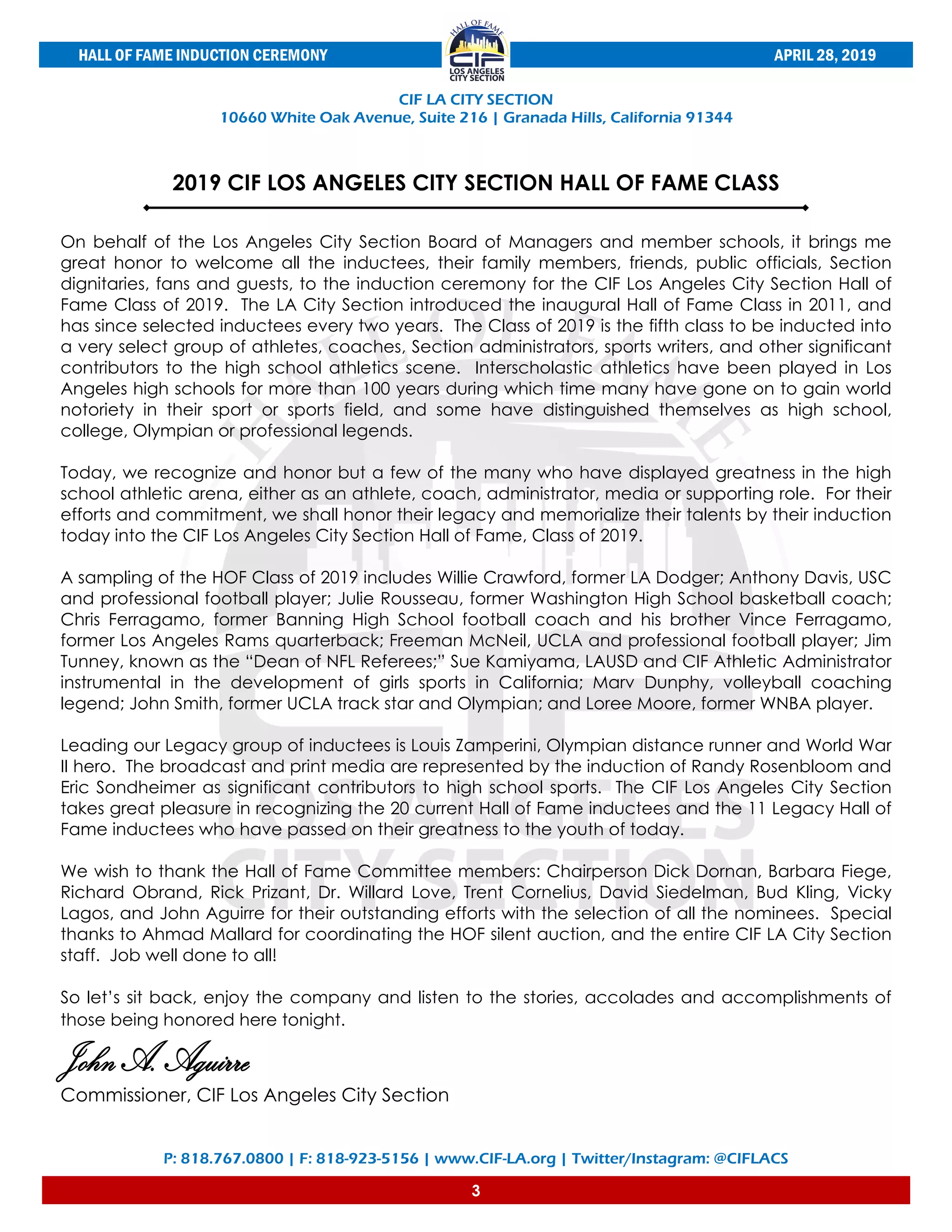 CIF Los Angeles Section Hall of Fame 2019 | PDF