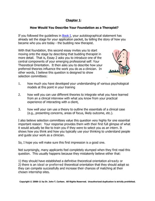 Book II: Getting The Internship You Want: How to write APPIC essays that get you noticed ...