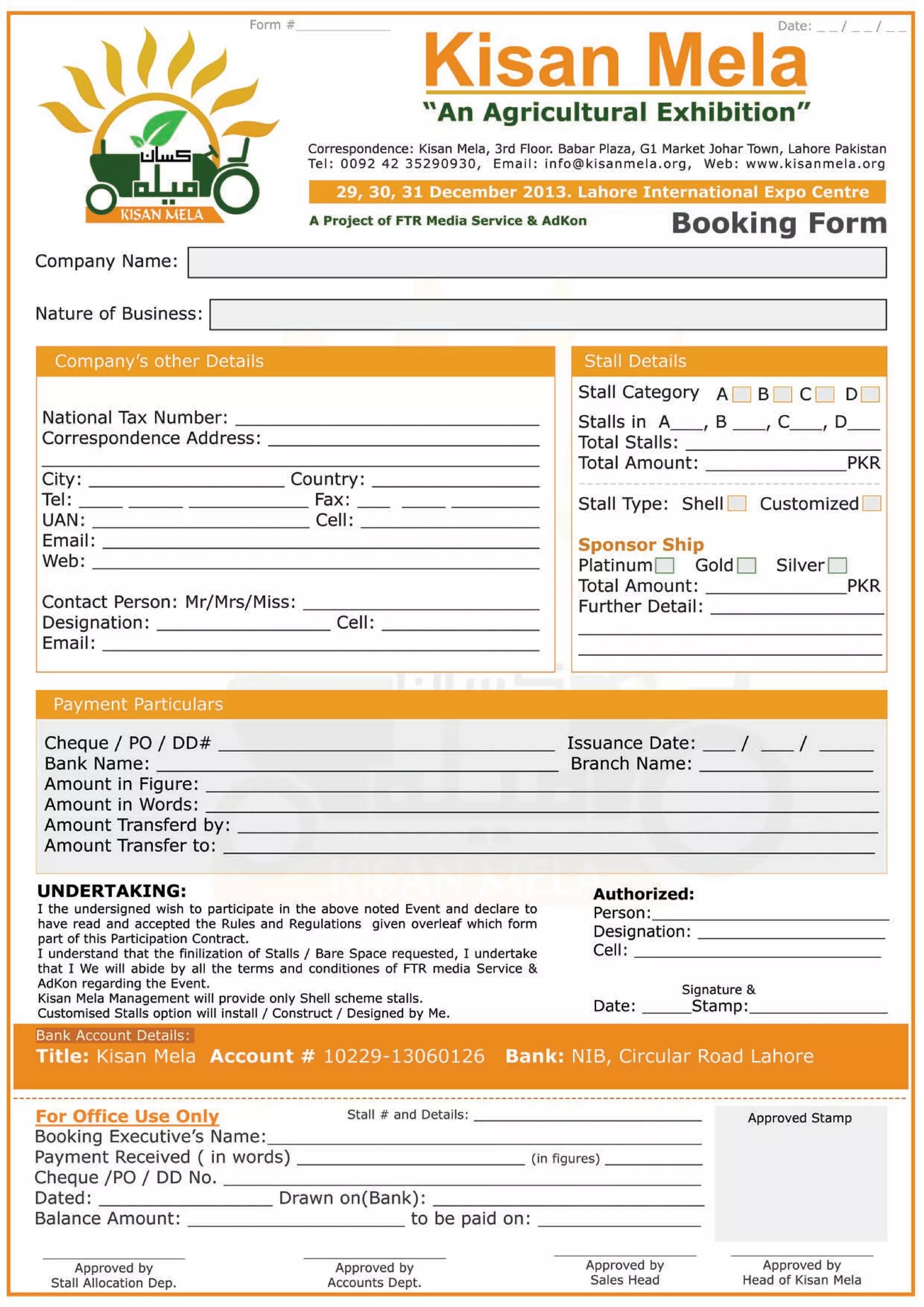 Kisan Mela Agricultural Expo Exhibition Booking Form | PDF