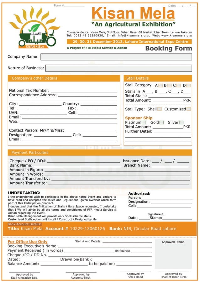 Kisan Mela Agricultural Expo Exhibition Booking Form | PDF