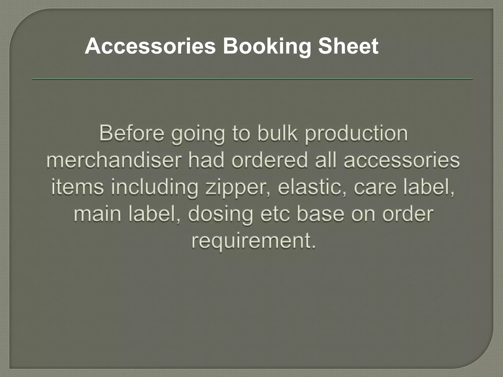 Booking sheet preparation for packaging materials ppt | PPTX
