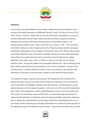 The Nigerian Polity, Politics And Politicians: Moving From Transaction ...