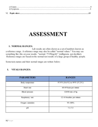 healthy body ranges, assessment & diseases | DOCX | Blood Disorders ...