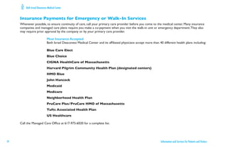 Beth Israel Deaconess Medical Center booklet brochure. | PDF