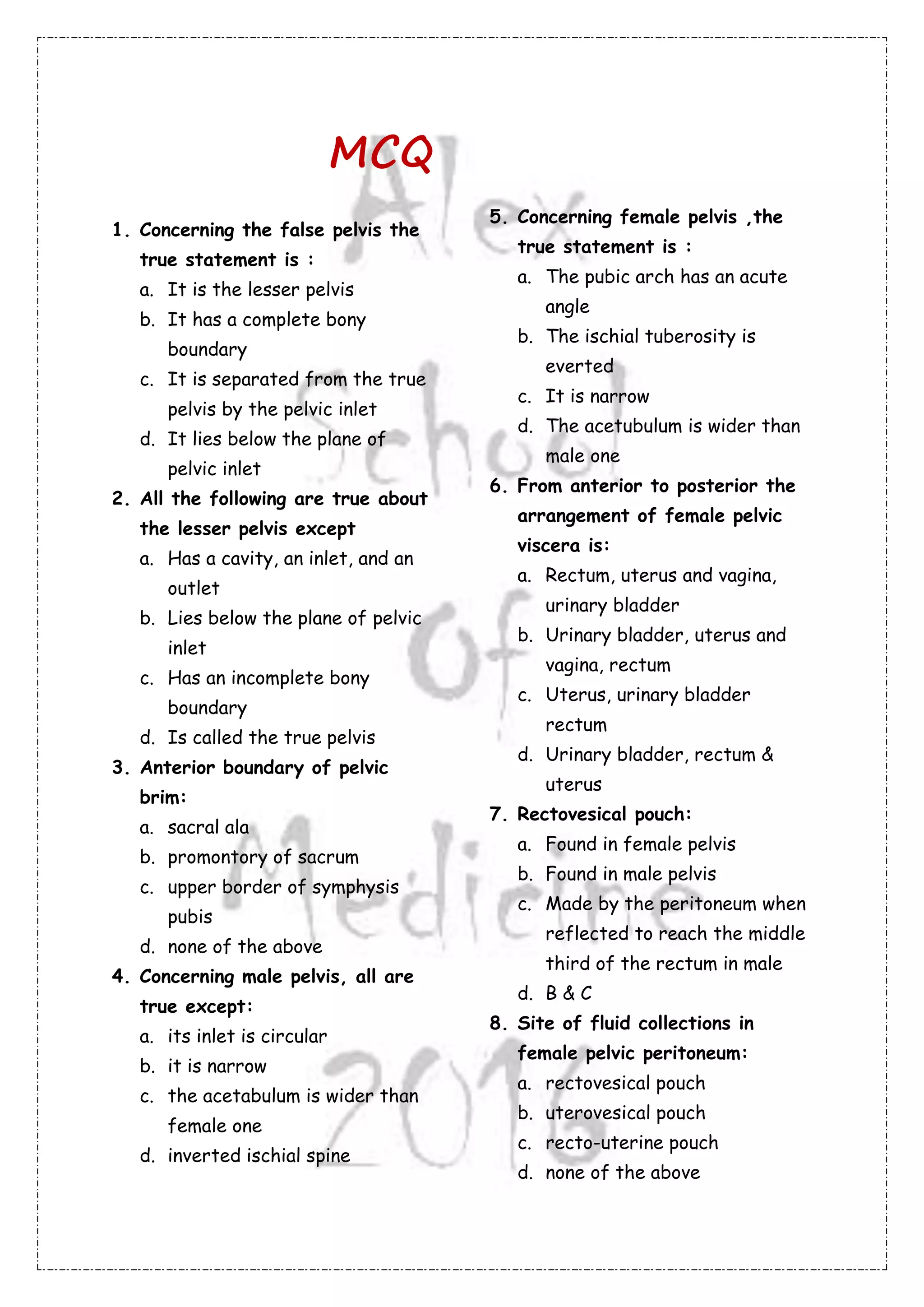 Booklet 1 female booklet ( mc qs & essay ) | PDF