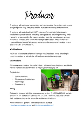 Job roles in the media Industry | PDF
