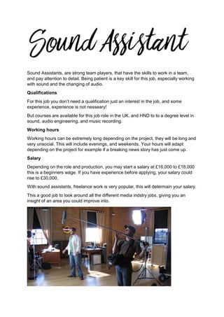 Job roles in the media Industry | PDF