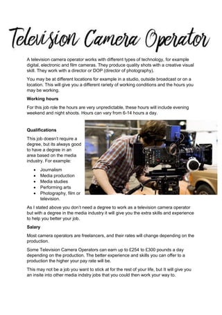 Job roles in the media Industry | PDF