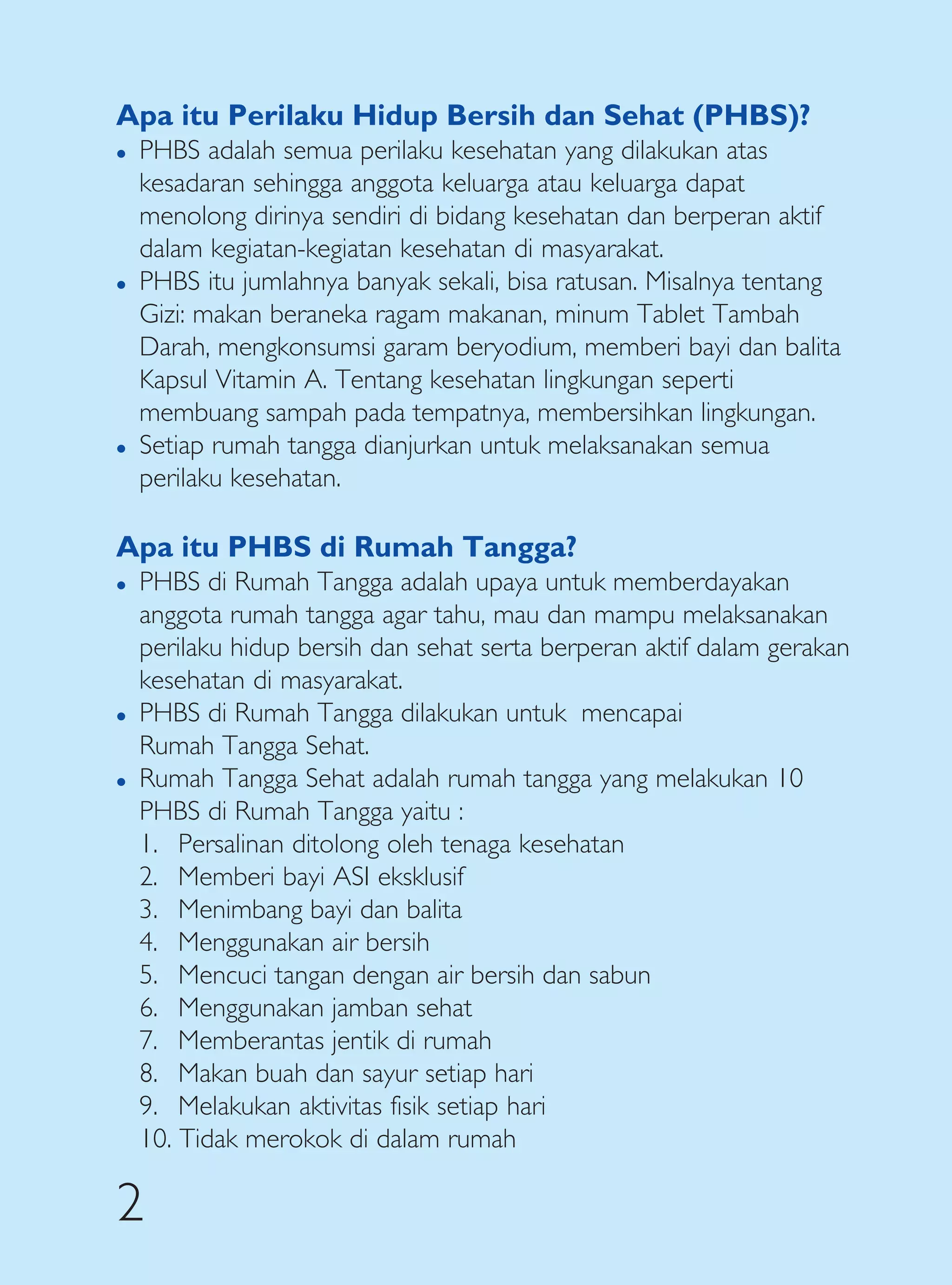 Booklet phbs rumah tangga | PDF