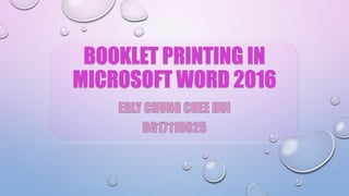 Booklet printing in microsoft word 2016 | PPT