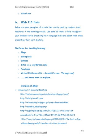 Booklet professional development, esl, by elen soti, 2013 | PDF