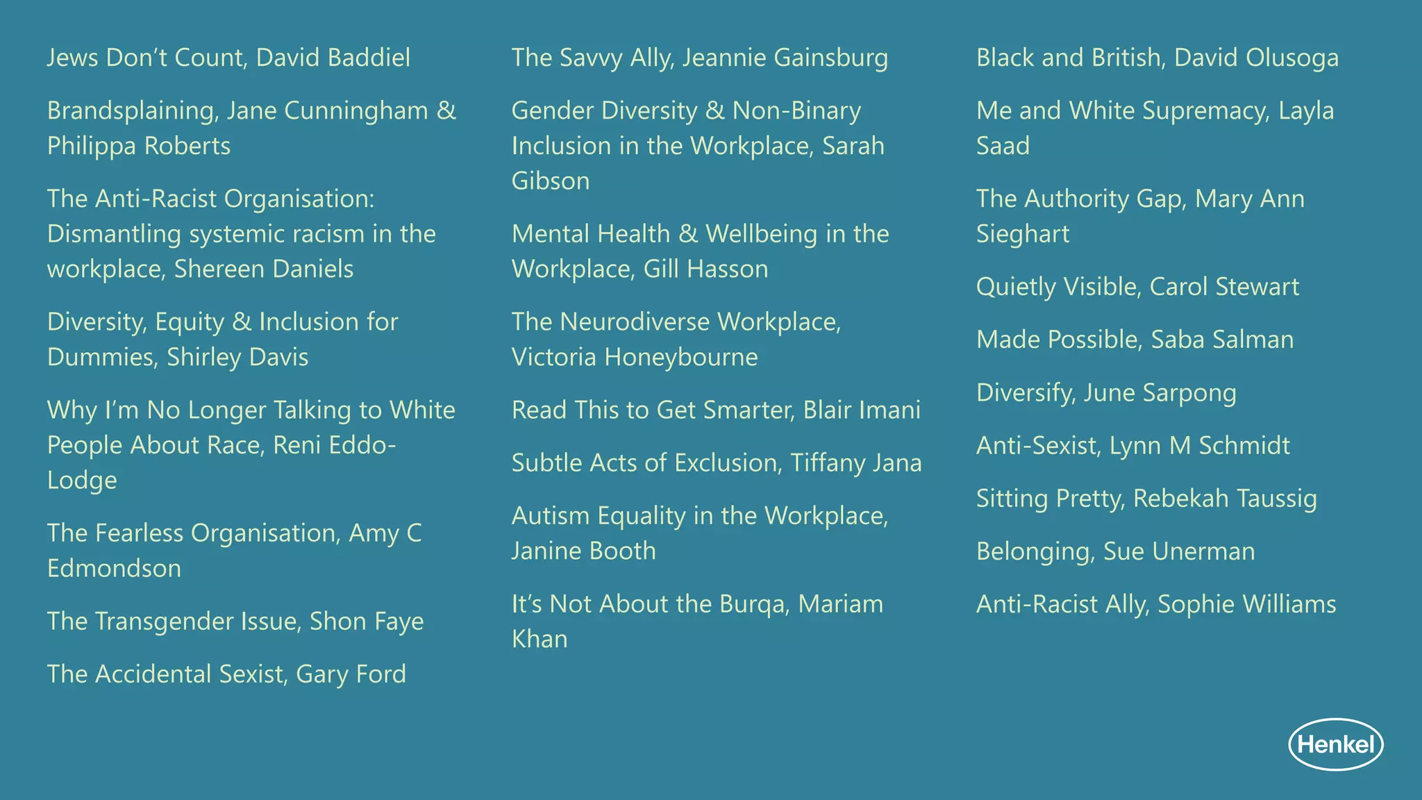 Henkel UK DEI Library - started list | PPTX