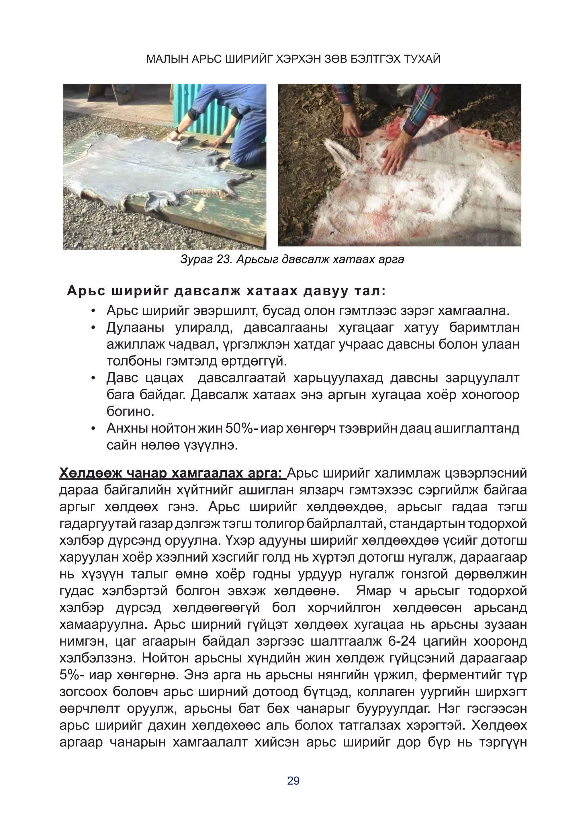 Малын арьс ширийг хэрхэн зөв бэлтгэх тухай Preparation Standard Of