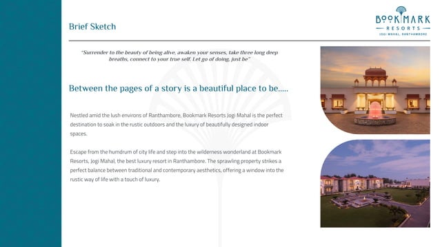 Bookmark Resorts Jogi Mahal Ranthambore Brochure Factsheet | PPT