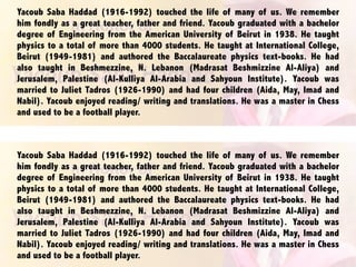 Book mark about Yacoub Saba Haddad | PDF | College Education | Education