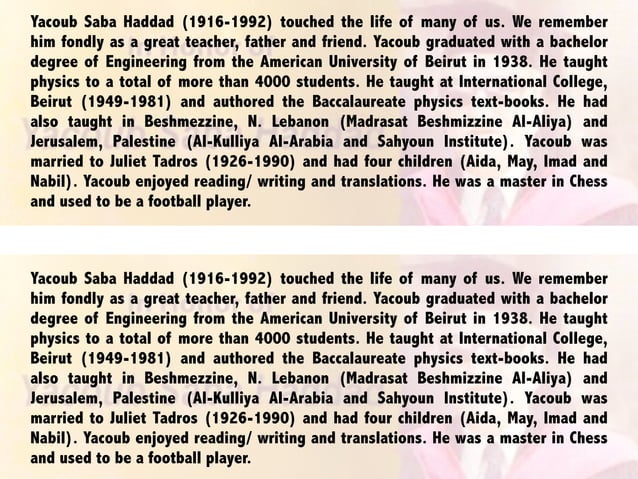 Book mark about Yacoub Saba Haddad | PDF | College Education | Education