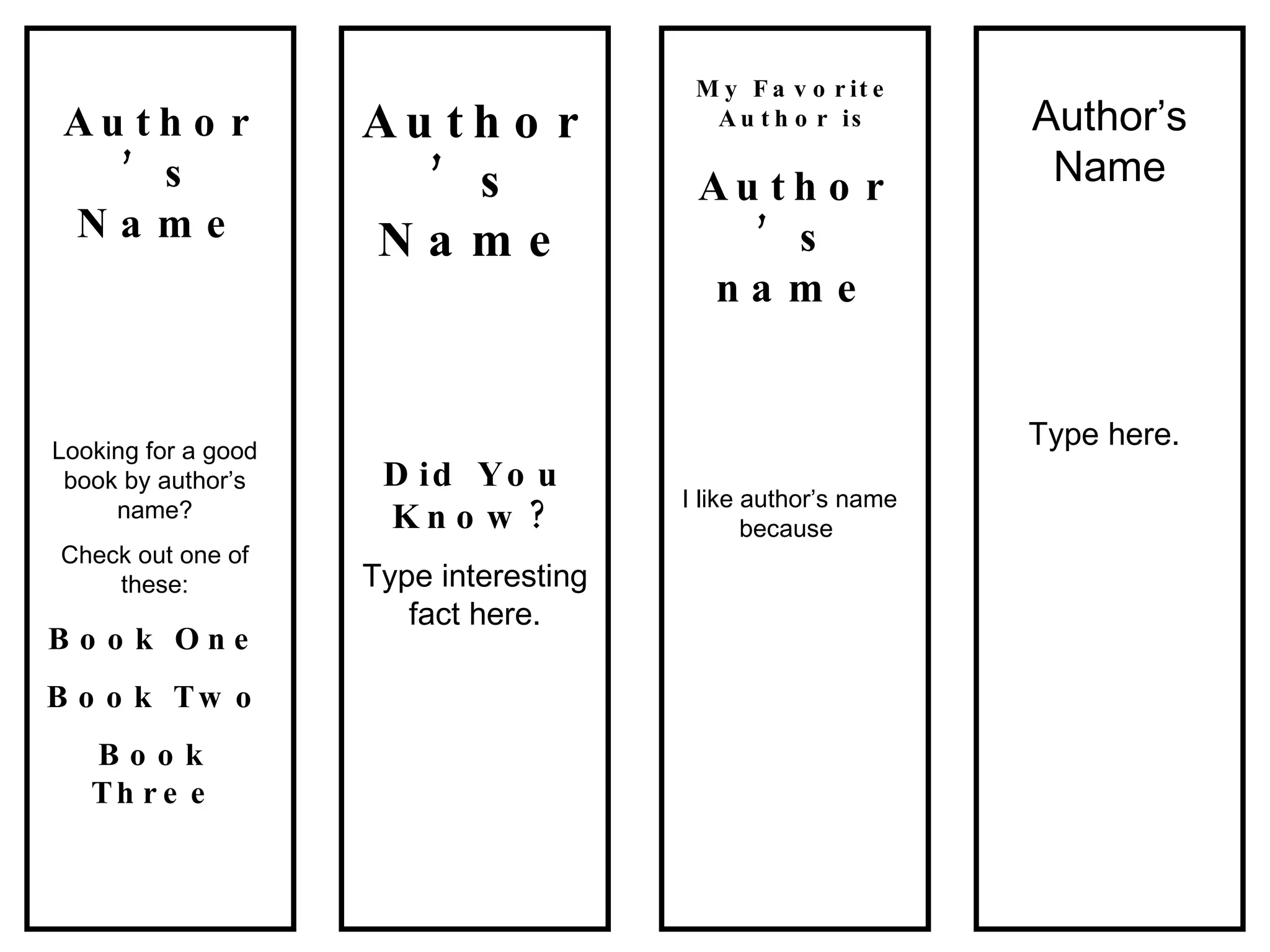 Bookmarks Favorite Author Template | PPT