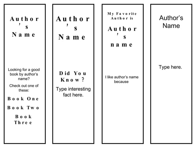 Bookmarks Favorite Author Template | PPT