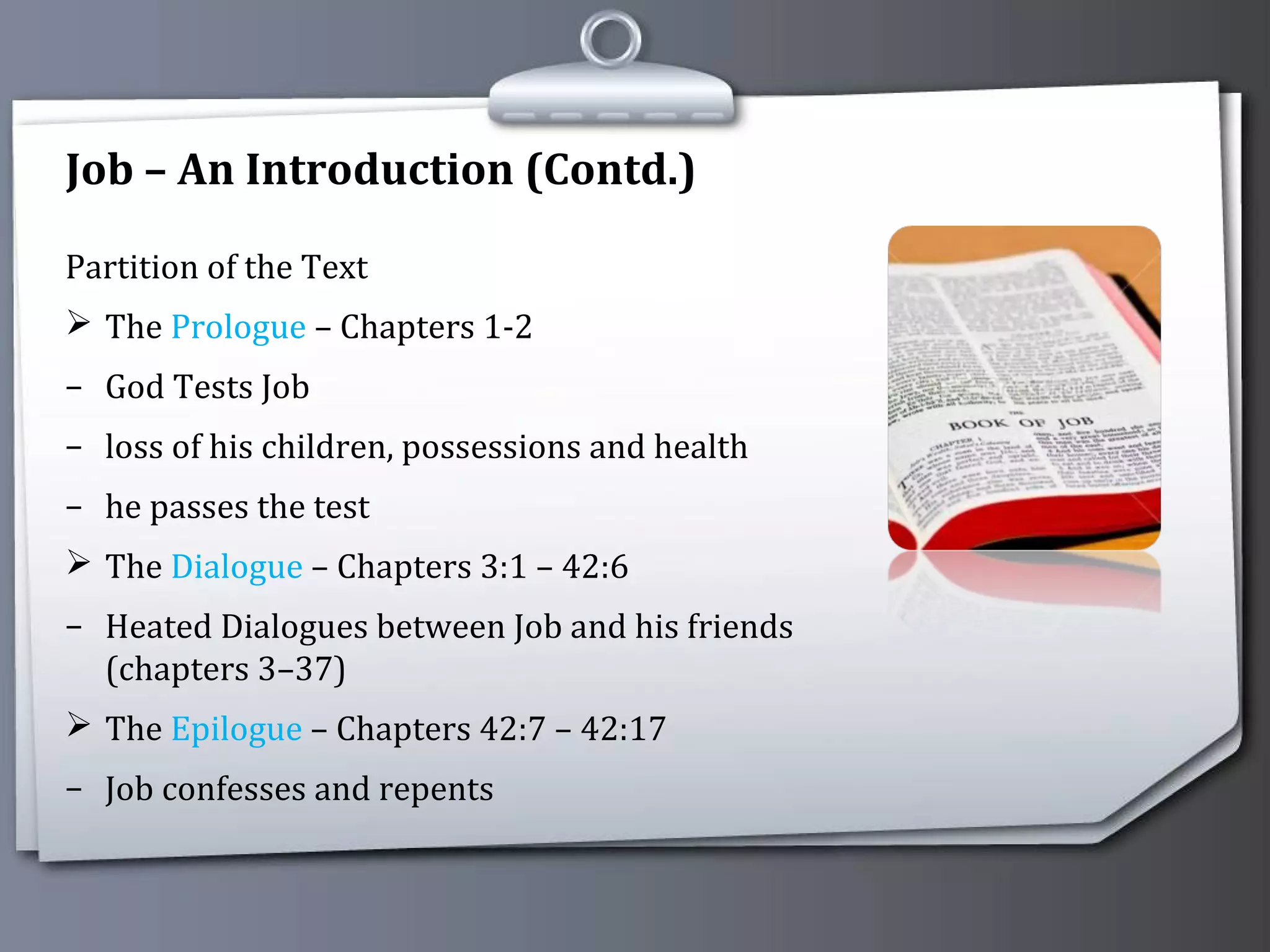 Book of Job - Biblical Literature | PPT