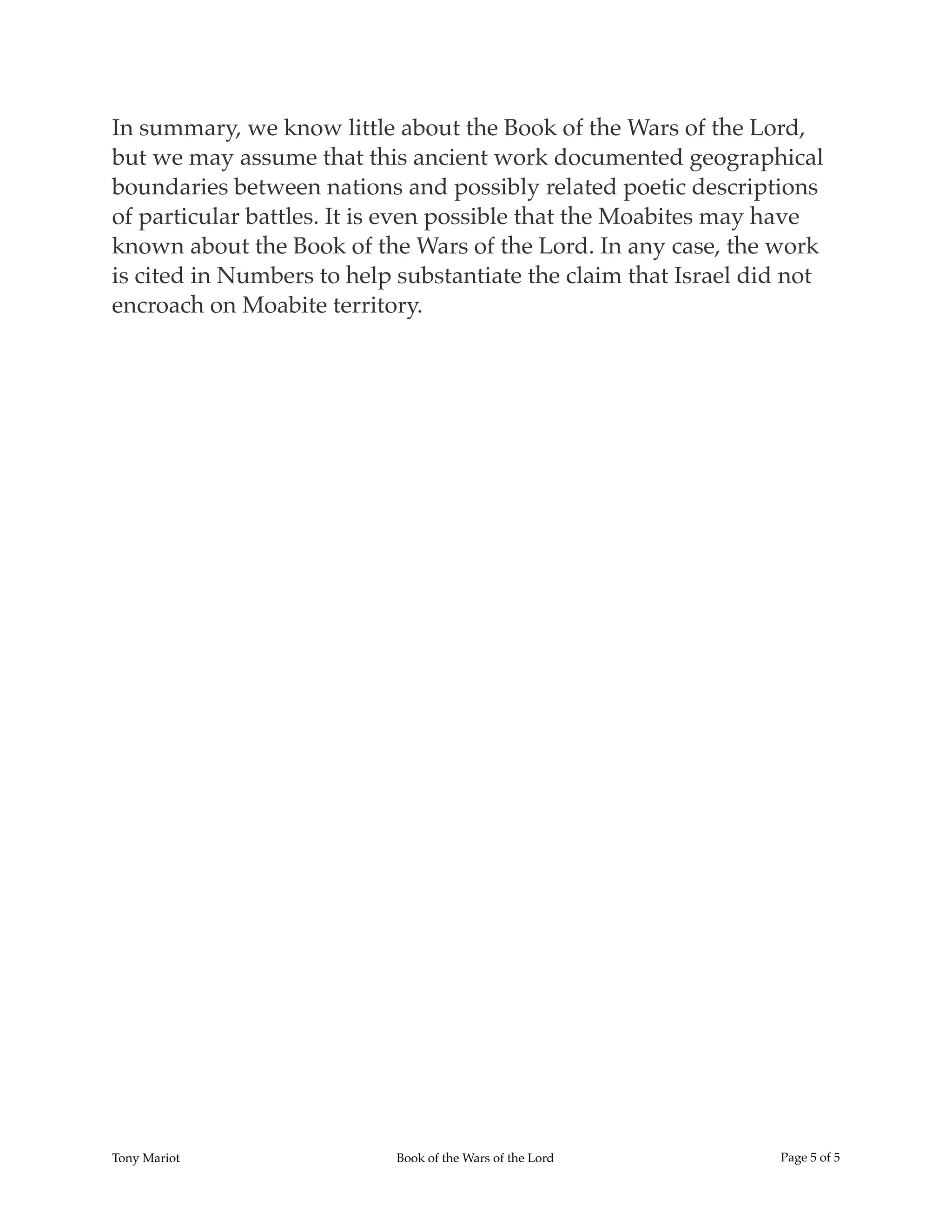 Book of the Wars of the Lord | PDF