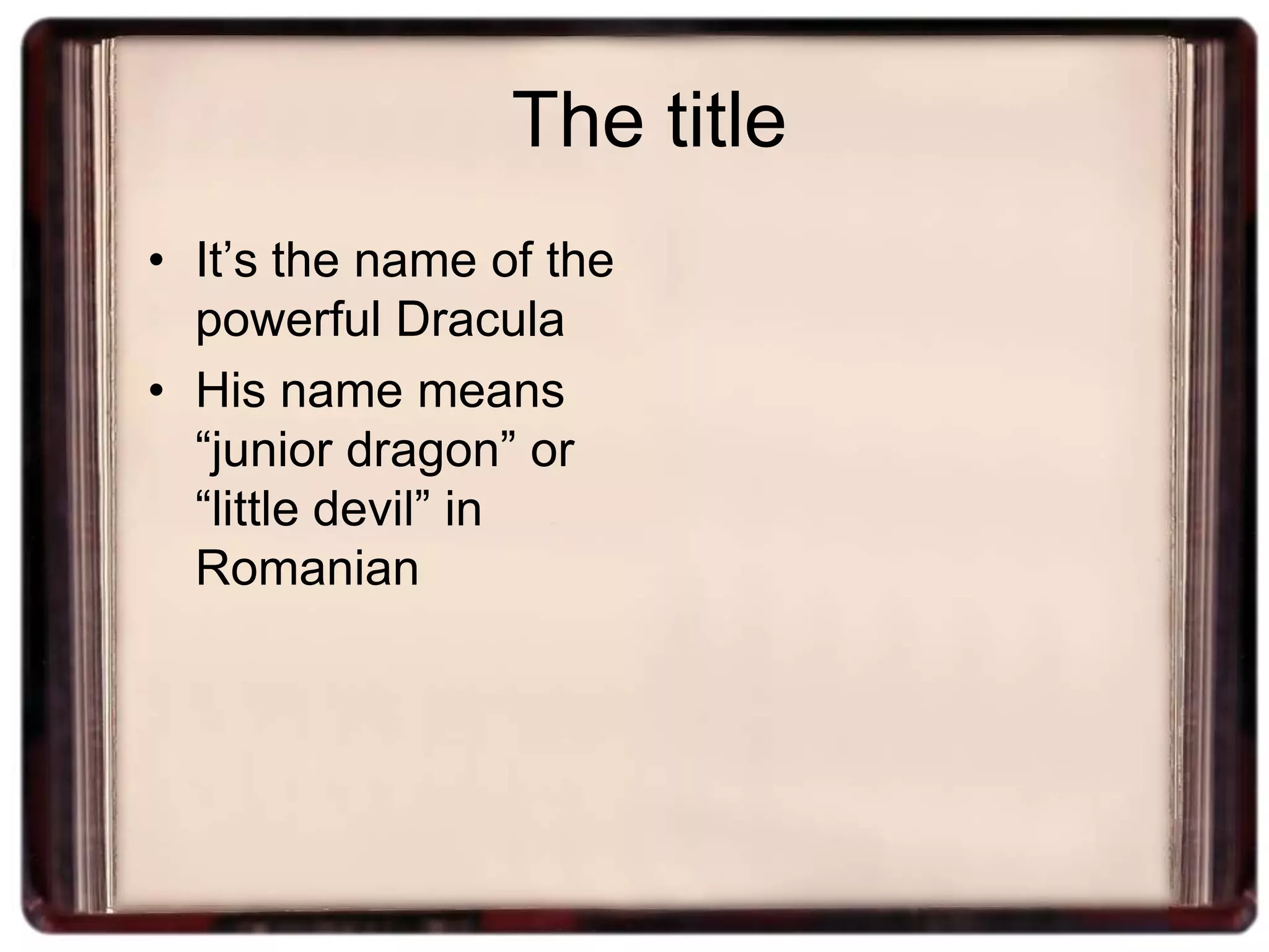 Book presentation "Dracula" by Bram Stoker | PPTX