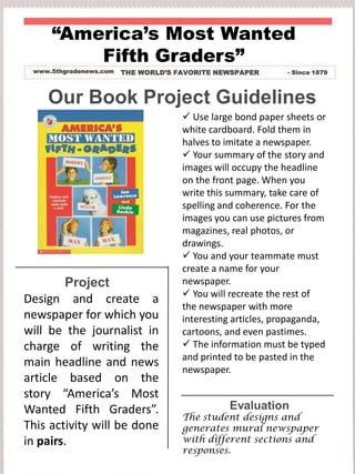Book project americas most wanted 5th grader | PPTX