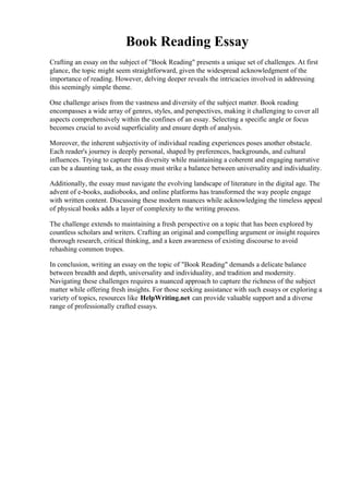 Book Reading Essay. Importance of reading books essay in English Topics ...