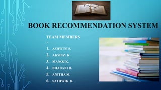 Book Recommendation System using Machine Learning | PPTX