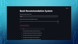 Book Recommendation System using Machine Learning | PPTX