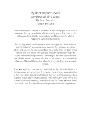 Bookreport - Wonderstruck | DOC