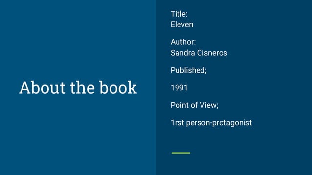 Book Report; "Eleven" by Sandra Cisneros. | PPT