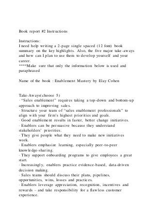 Book report #2 Instructions InstructionsI need help writing | PDF