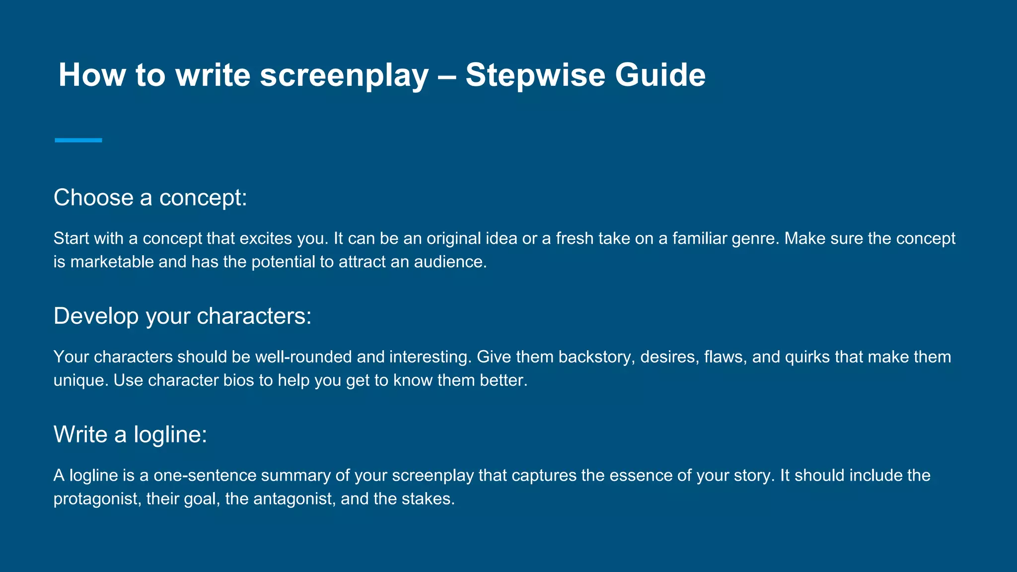 How to Write a Screenplay – Stepwise Guide with Example | PPTX
