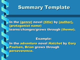 Book report summary | PPT | Drama | Genres