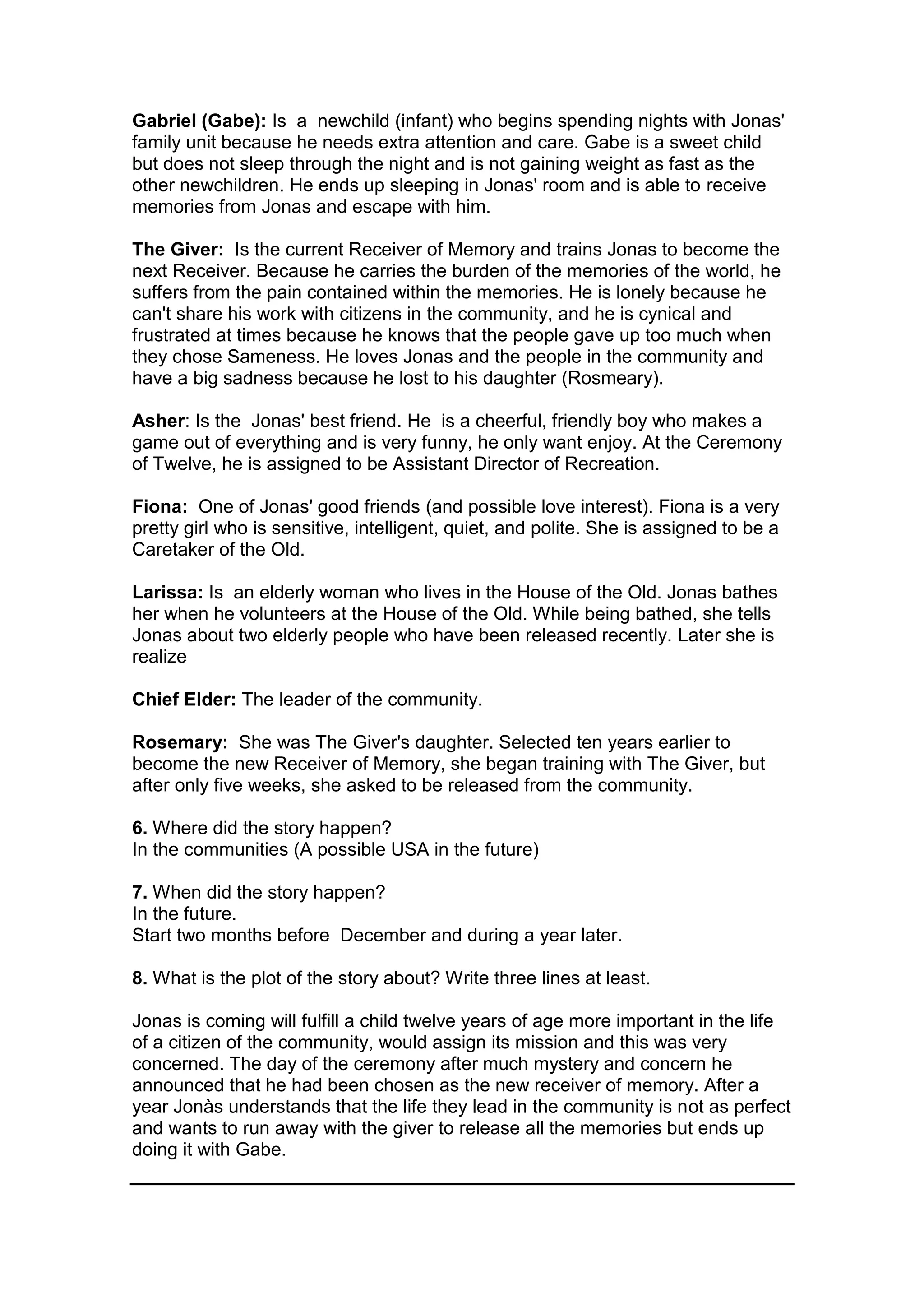 Book report "THE GIVER" | DOCX