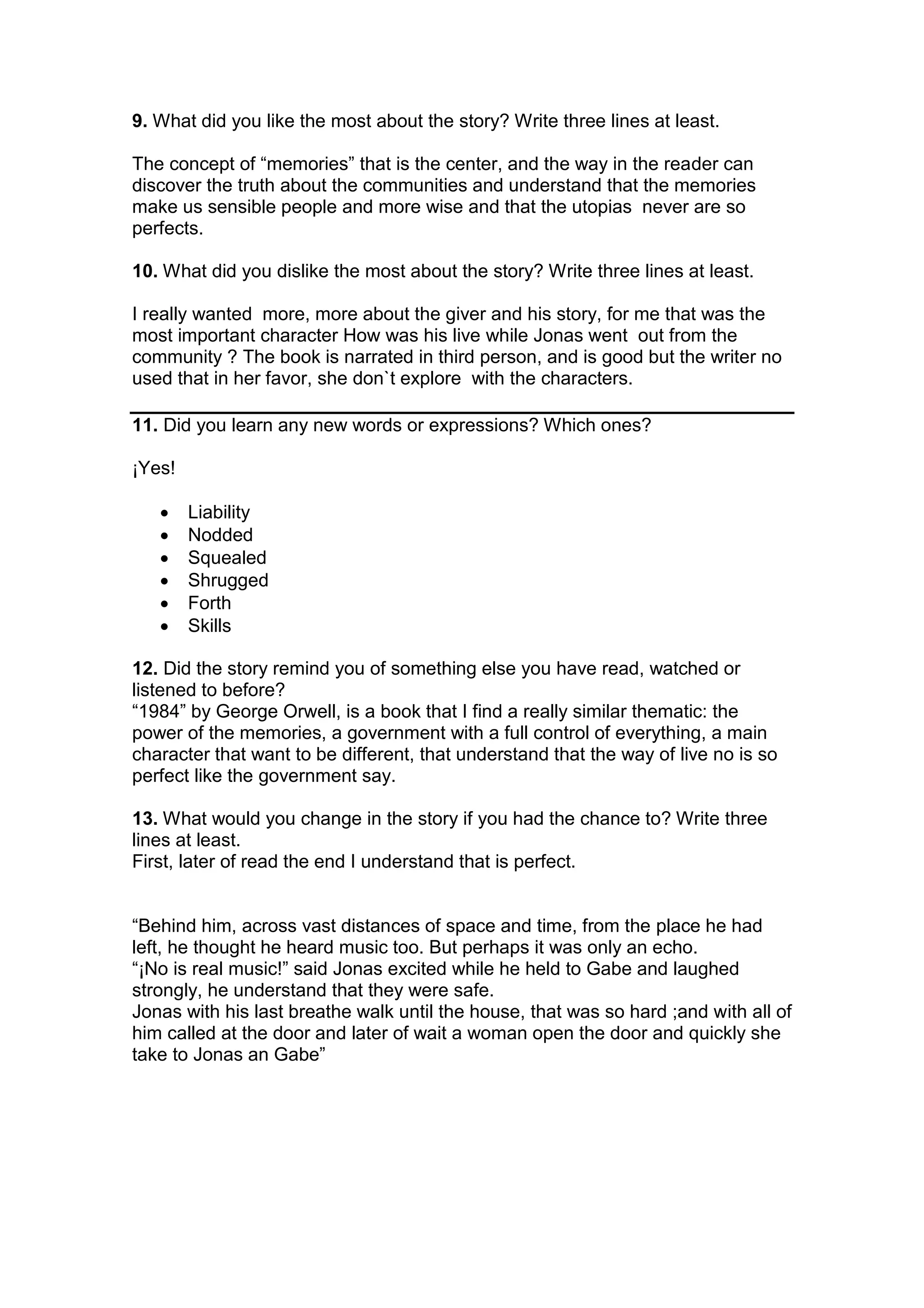 Book report "THE GIVER" | DOCX
